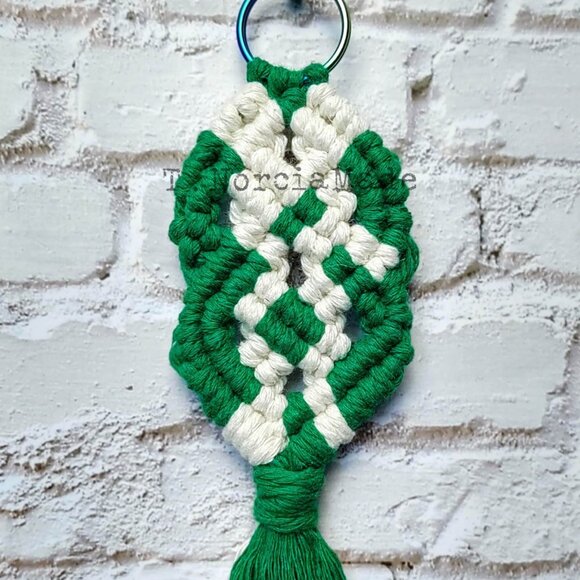 T.NorciaMade | Accessories | Green Ivory Macrame Celtic Knot Keychain ...